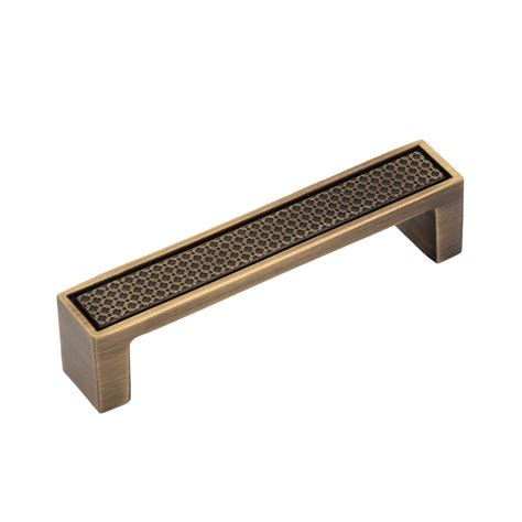 Langford 96mm Solid Brass Pull Handle With Decorative Inlay Antique
