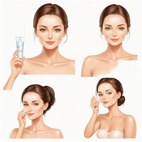 Person Using Skincare Cream Detailed Vector Set Premium Ai Generated Vector