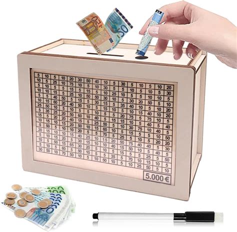 Tirelire En Bois Tirelire Réutilisable Avec Stylo Effaçable Tirelire