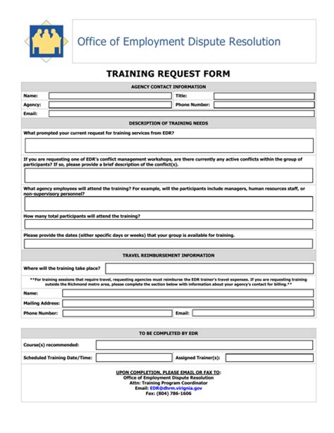 Virginia Training Request Form Fill Out Sign Online And Download Pdf