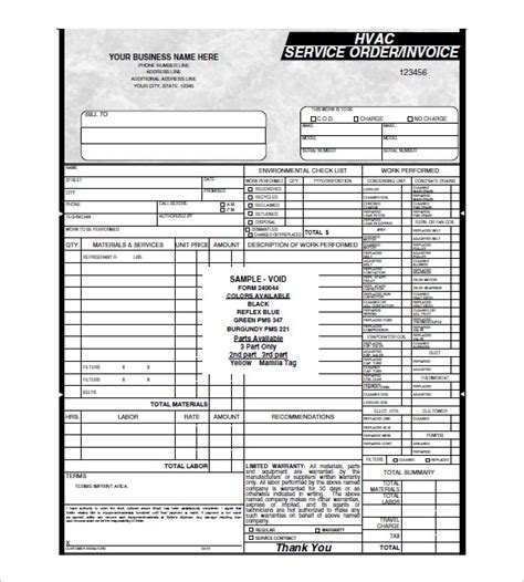 15 Air Conditioning Invoice Template  Free Design Template For