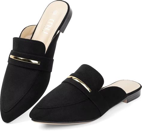 Musshoe Mules For Woman Pointed Toe Womens Bukle Mule Flat Slip On Womens Mules