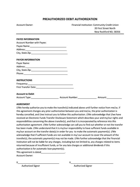 Fillable Online Preauthorized Debit Authorization Fax Email Print