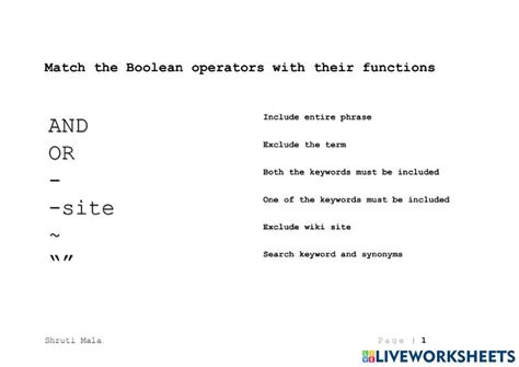Boolean Operator 2 Worksheet Live Worksheets