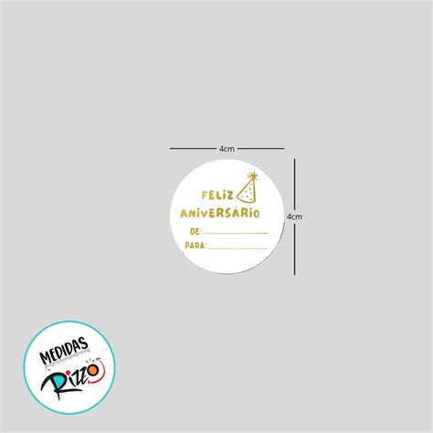 Adesivo Feliz Aniversário Depara Ref2306 Hot Stamping 4x4cm