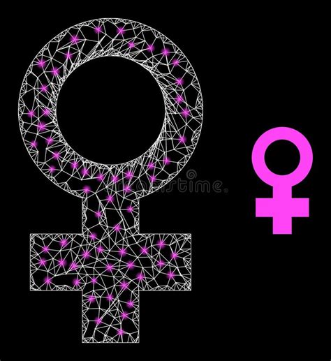 Network Female Sign Mesh Icon With Constellation Lightspots Stock