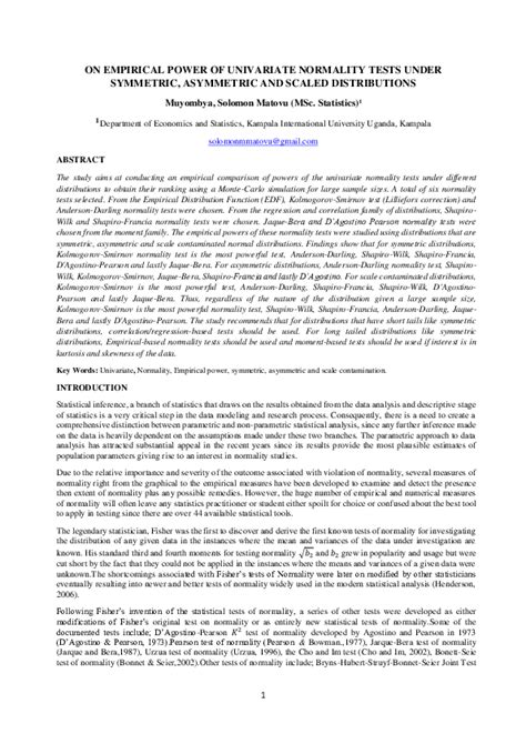 Pdf On Empirical Power Of Univariate Normality Tests Under Symmetric Asymmetric And Scaled
