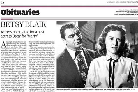 A Life In Focus Betsy Blair Oscar Nominated Actor Who Stayed True To