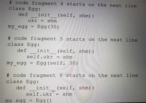solved code fragment 1 starts on the next line class egg