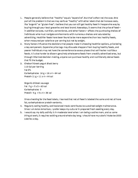 Nutrition Assignment 1 People Generally Believe That “healthy” Equals