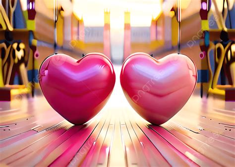 Pink 3d Hearts Copule Love Background Pink Hearts Love Background