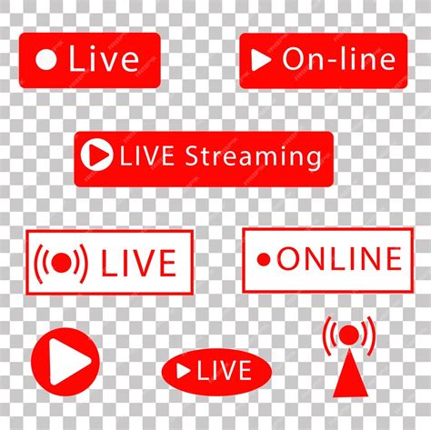 Premium Vector | Live streaming icons. red symbols and buttons of live streaming, broadcasting ...