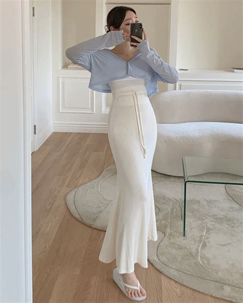 플랫퍼 무료배송 린스 차르르 밴딩 맥시 머메이드 롱스커트 6color