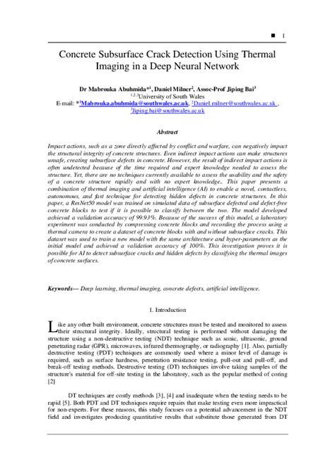 Pdf Concrete Subsurface Crack Detection Using Thermal Imaging In A Deep Neural Network