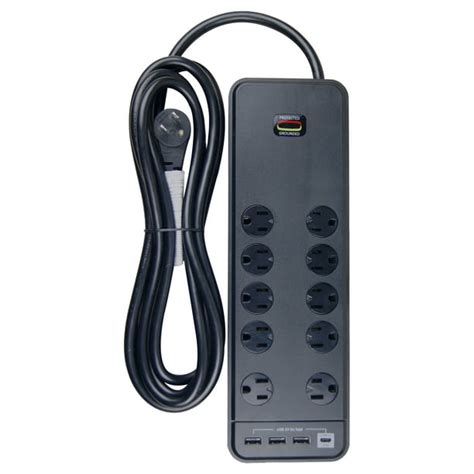 Hyper Tough Indoor 10 Outlet 10ft Surge Protector 2480 Joule Protection