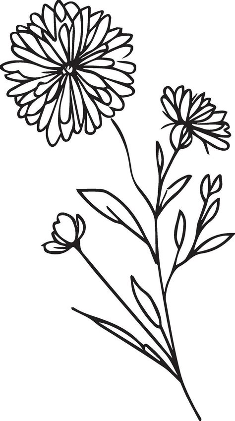 Minimalist Aster Flower Tattoo Black Aster Tattoo Small Black Aster