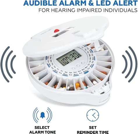 Med E Lert Premium Locking Automatic Pill Dispenser Xl Solid White