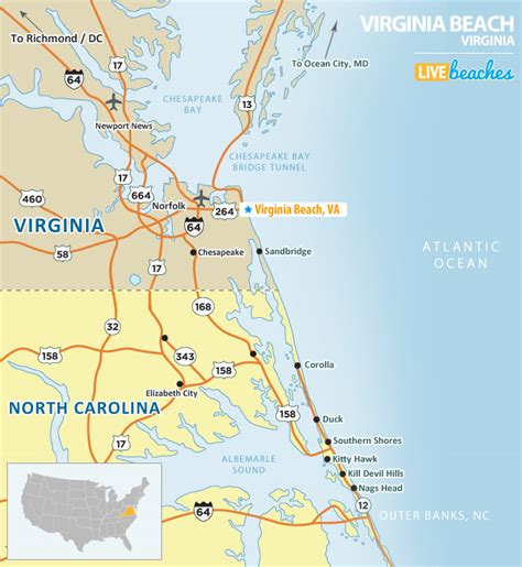 Map Of Virginia Beach Virginia Live Beaches