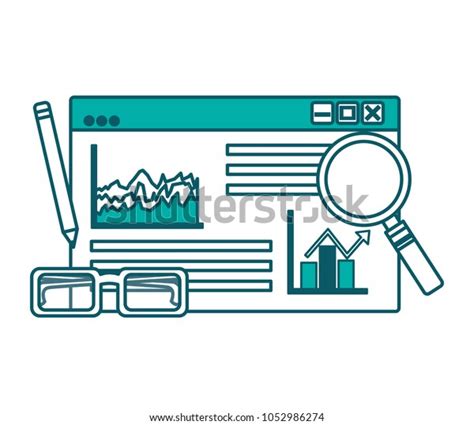 Website Page Statistics Analysis Pencil Glasses Stock Vector Royalty