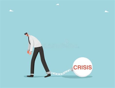 Man Is Shackled In Crisis Stock Vector Illustration Of Decline 320078430