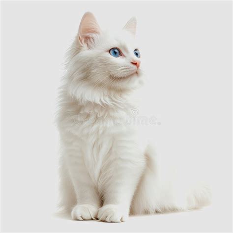 Majestic White Cat With Stunning Blue Eyes Posed Elegantly Against A