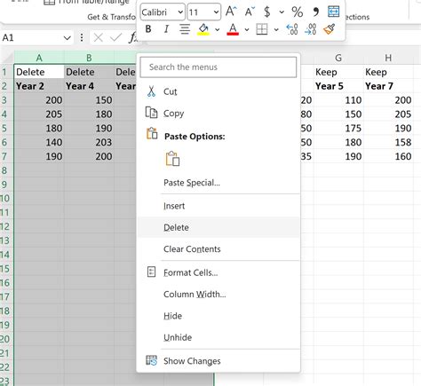 how to delete every other column in excel with example