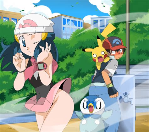Pikachu Dawn Ash Ketchum And Piplup Pokemon And More Drawn By Hainchu Danbooru
