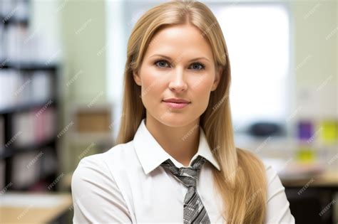 Premium Ai Image Closeup Portrait Of A Confident Female Teacher