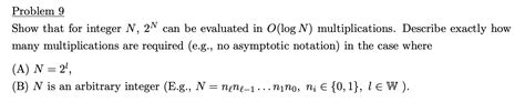Solved 1 Problem 9 Show That For Integer N 2N Can Be Chegg Com