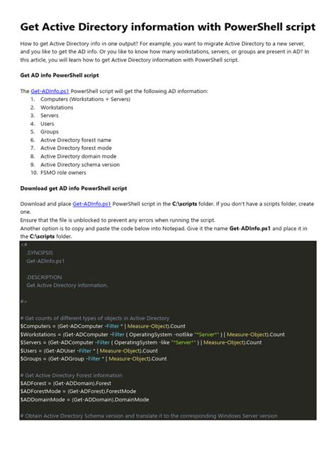 Get Active Directory Information With Powershell Script