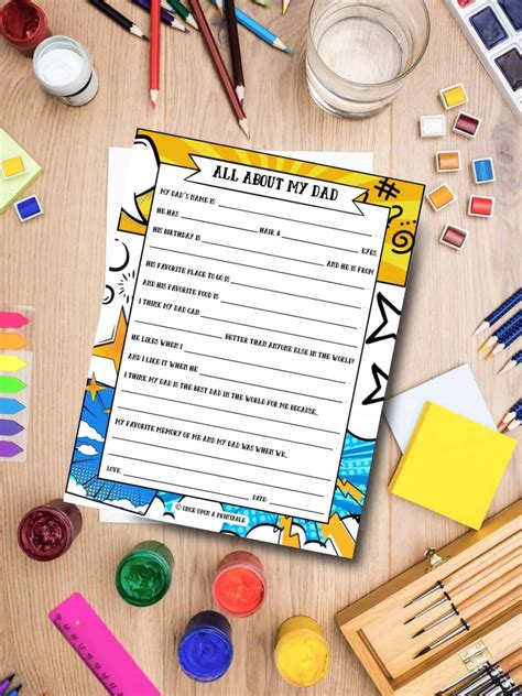 All About My Dad Printable Once Upon A Printable