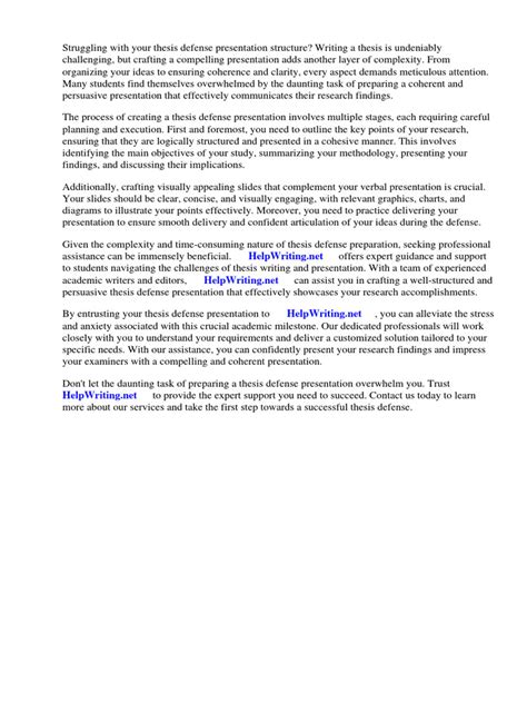 Thesis Defence Presentation Structure Download Free Pdf Thesis