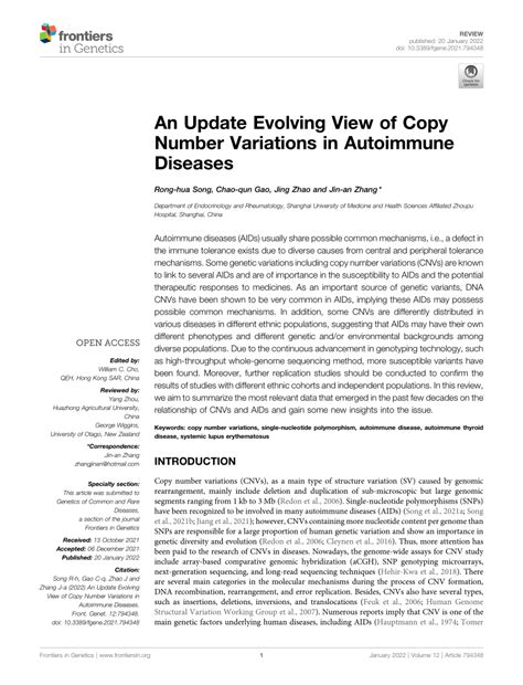 Pdf An Update Evolving View Of Copy Number Variations In Autoimmune
