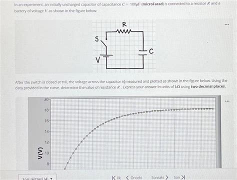 Solved In An Experiment An Initially Uncharged Capacitor Of Chegg