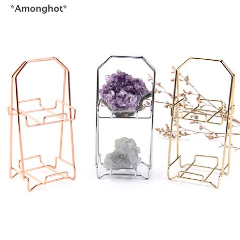 Amonghot 1pcs Double Layer Metal Frame Metal Display Rack Crystal