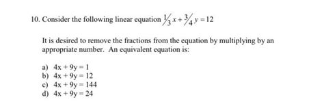 Solved 10 Consider The Following Linear Equation