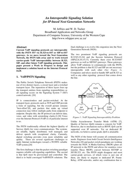 Pdf An Interoperable Signaling Solution For Ip Based Next Generation
