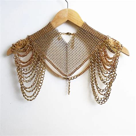 Falconiere Brass Chainmail Mantle Collar With Chain Epaulettes Etsy