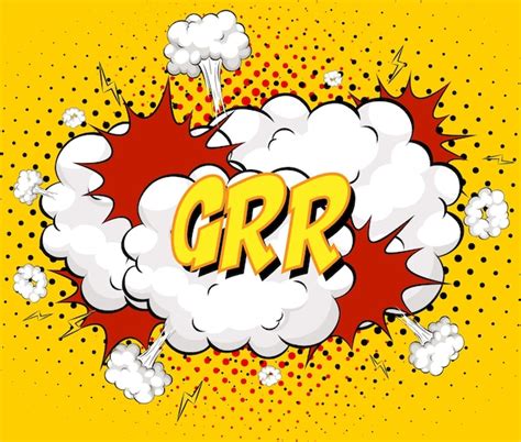 Free Vector Grr Text On Comic Cloud Explosion On Yellow Background