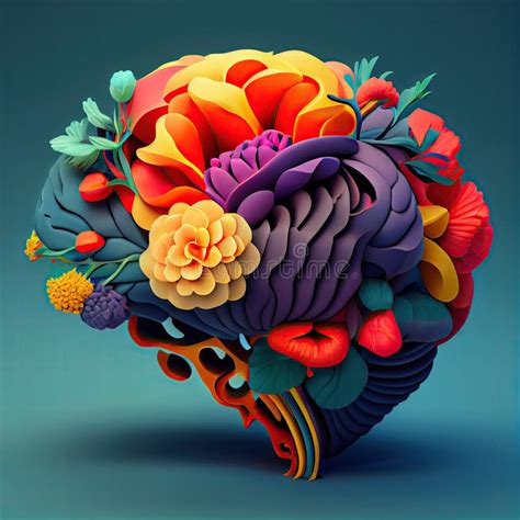 Human Brain Concept Flowers Bouquets And Plants Positive Thinking