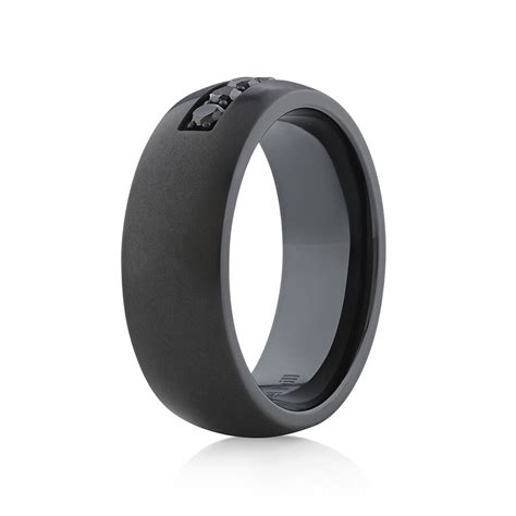 8mm Black Titanium Ring With Enhanced Black Diamonds