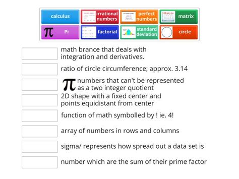 Math Tidbit Terms Match Up