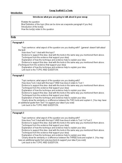 Essay Scaffold Pdf Paragraph Essays