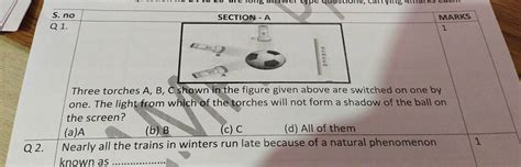 three torches a b c shown in the figure given above are switched on one