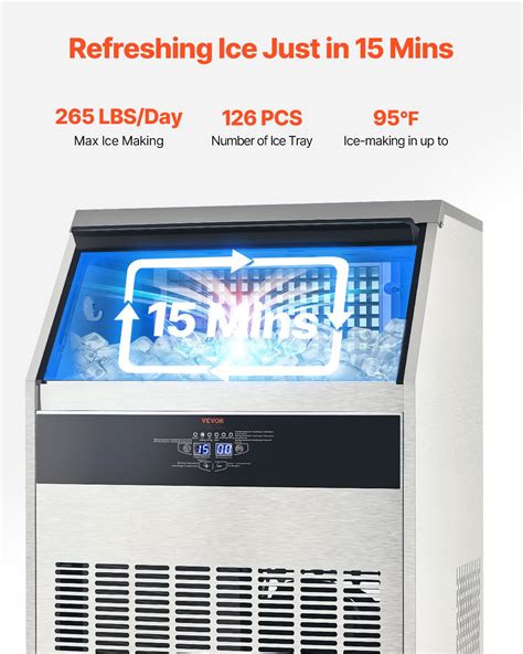 Vevor Commercial Ice Maker Machine 265lbs24h Ice Maker Machine With