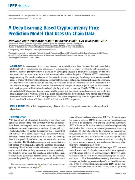 01 A Deep Learning Based Cryptocurrency Price Prediction Model That Uses On Chain Data Pdf