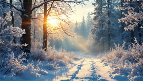 Free Magical Winter Sunrise Image Winter Sunrise Forest Download
