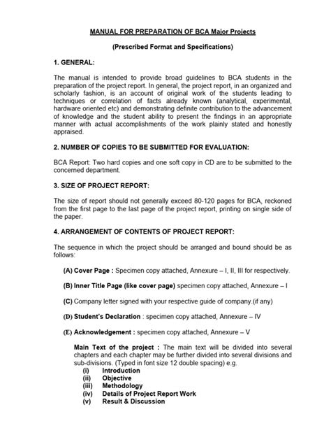 Bca Major Project Report Format Pdf Arial Gratitude
