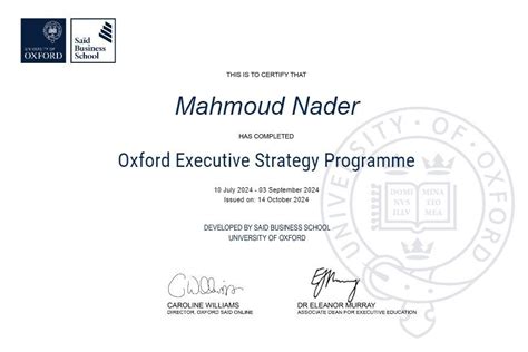 i m excited to share that i ve completed the executive strategy program at university of oxford