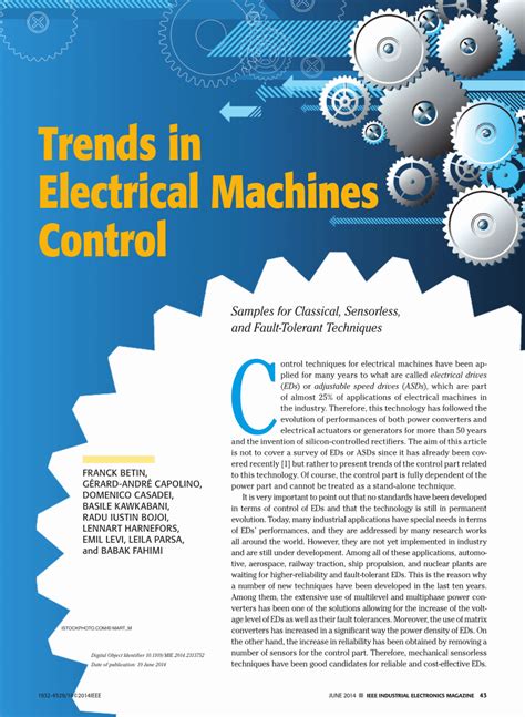 Pdf Trends In Electrical Machines Control Samples For Classical Sensorless And Fault